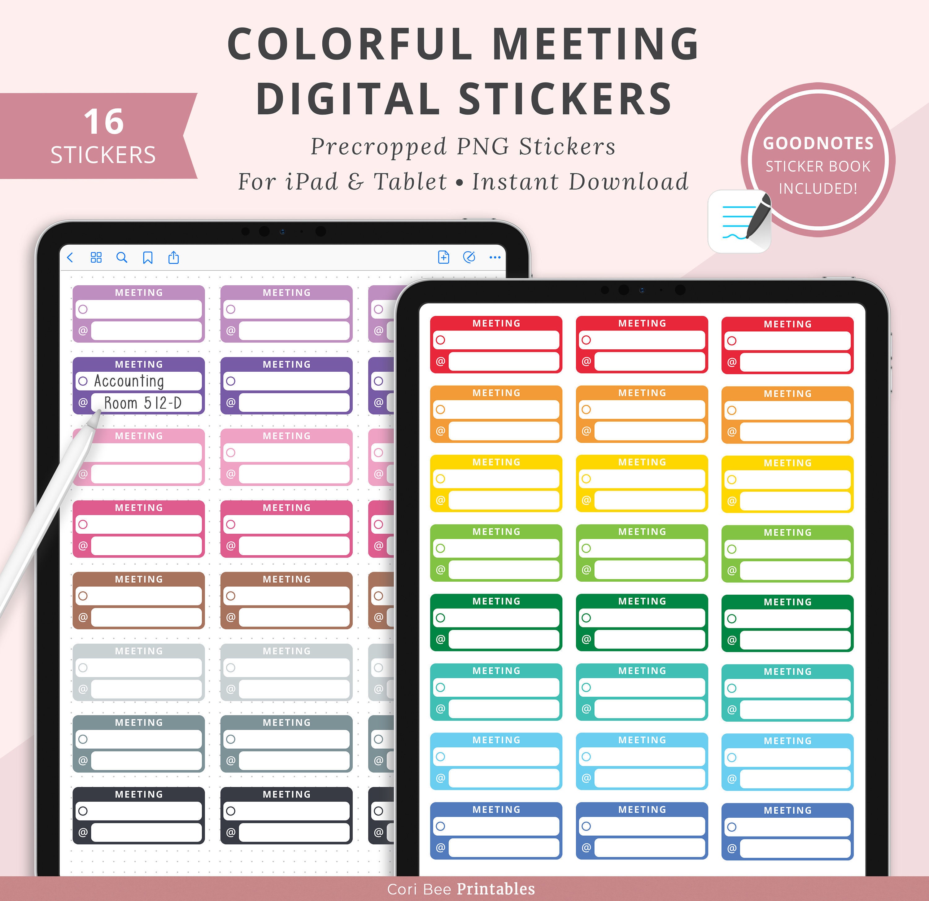 Meeting Digital Planner Stickers, Meeting Stickers, Schedule Stickers ...