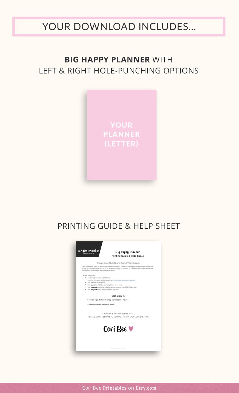 Big Happy Planner Printable Inserts Big HP Inserts Happy | Etsy