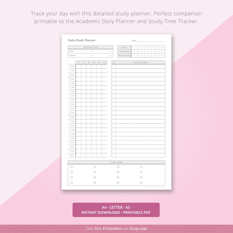 Daily Study Planner, Study Tracker, Studying Planner, Studying Tracker ...