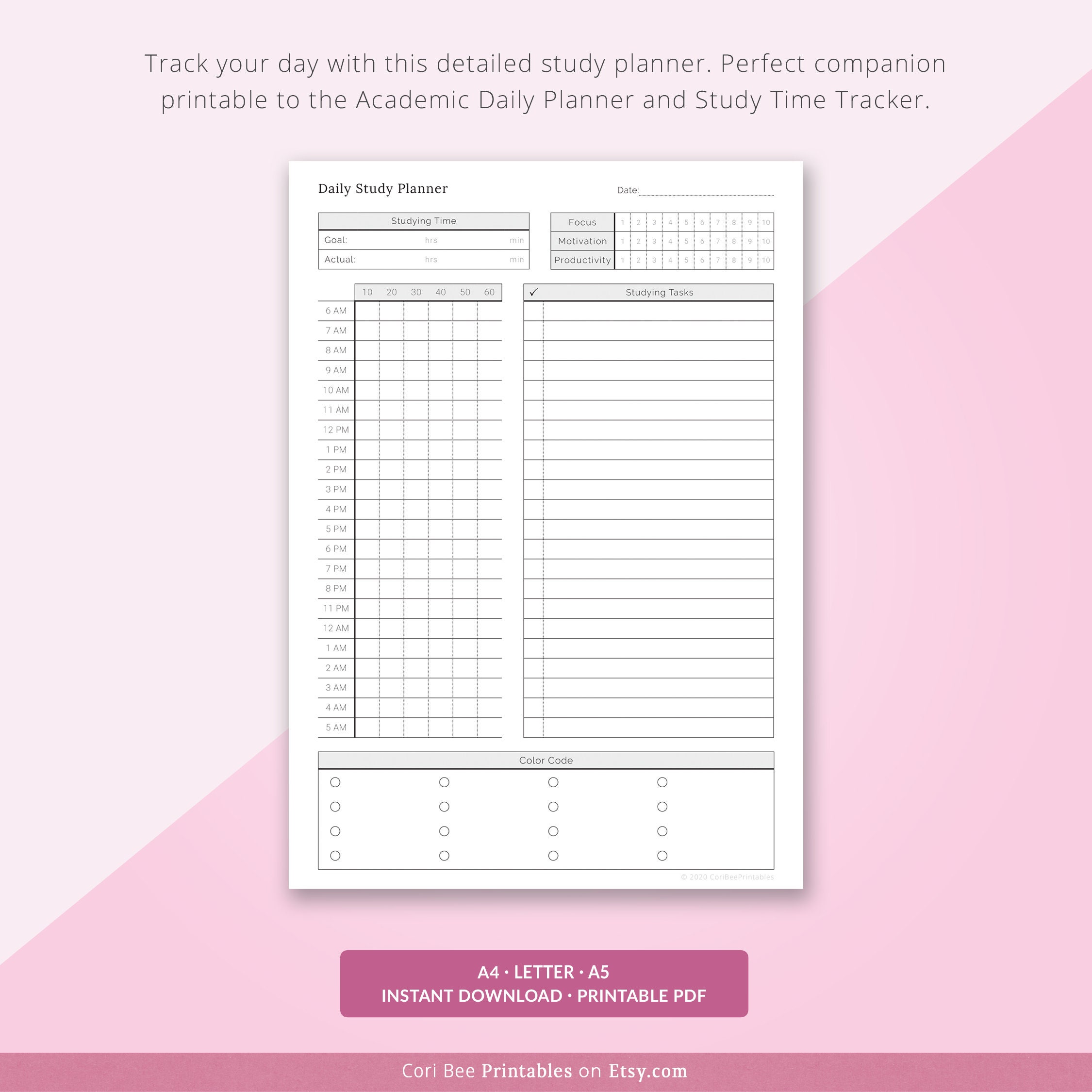 Daily Study Planner, Study Tracker, Studying Planner, Studying Tracker ...