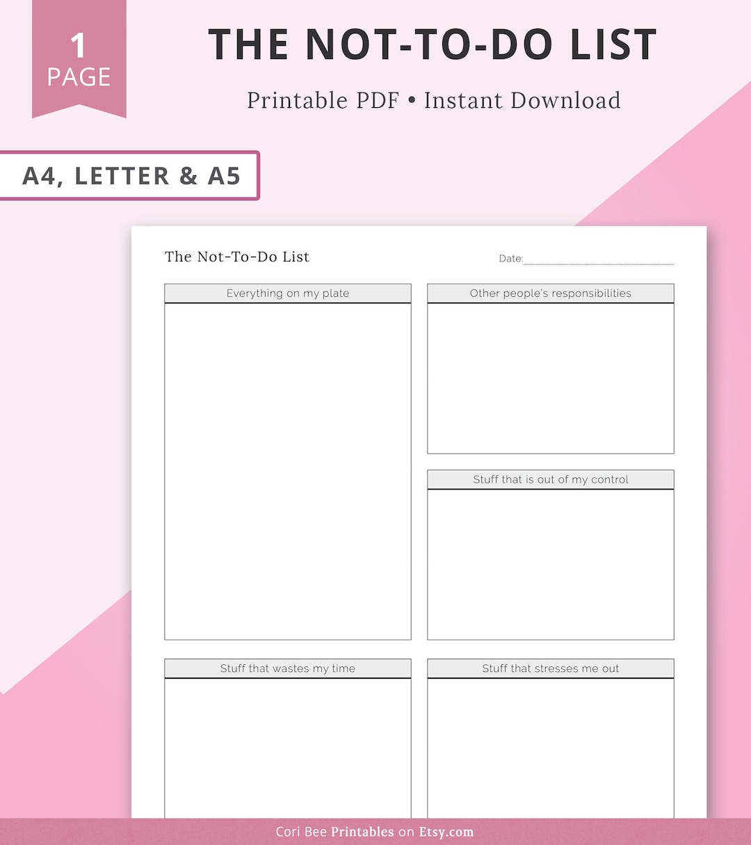 The NOT to Do List, to Do List Printable Planner Insert, Priority ...