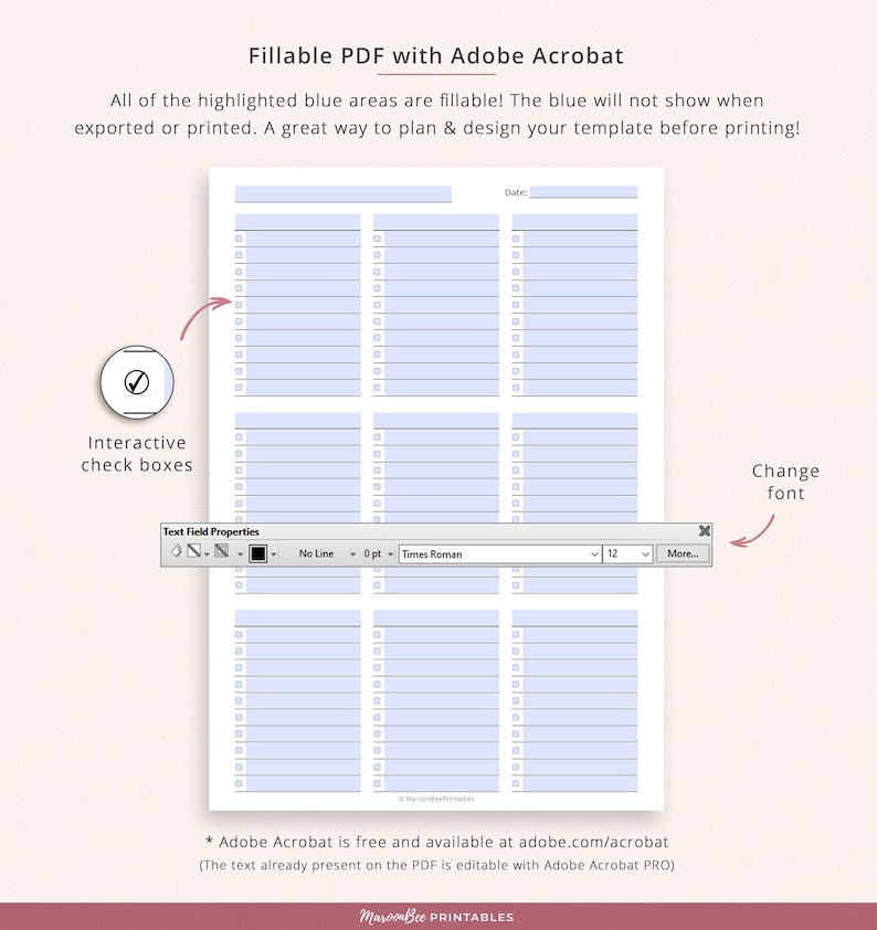 Editable to Do List Printable Planner Insert PDF, Fillable PDF ...