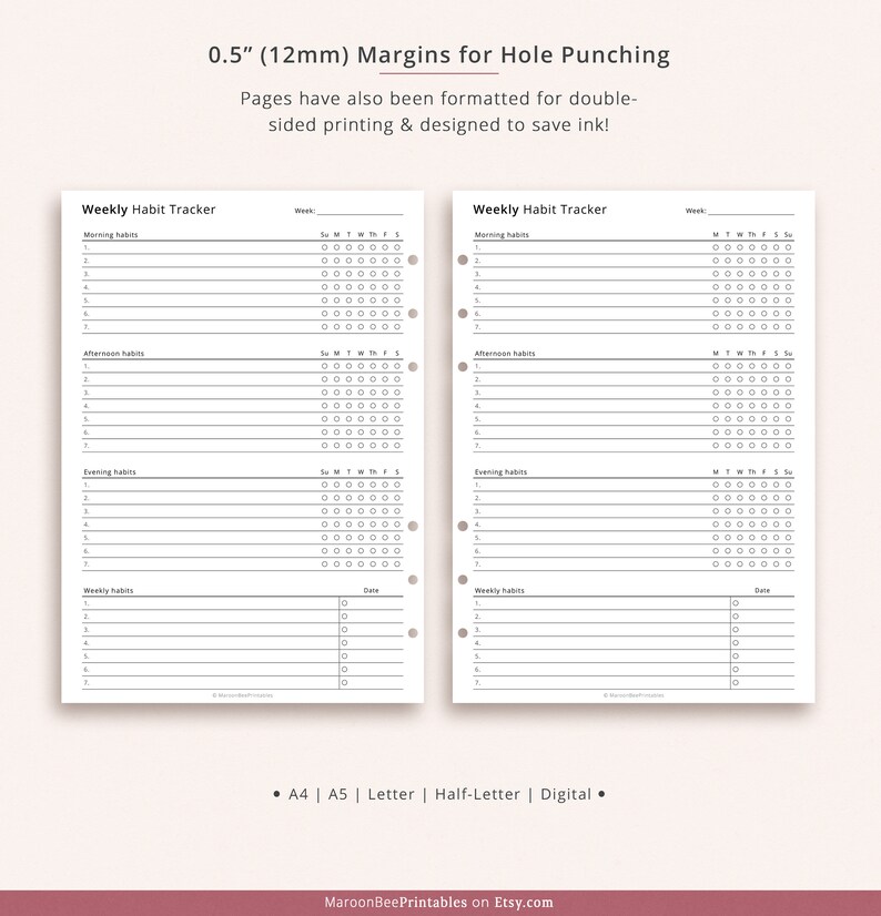 Editable Weekly Habit Tracker Printable Page, Printable Habit Tracker ...