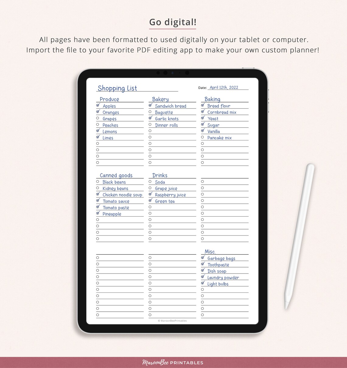 Editable to Do List Printable Planner Insert PDF, Fillable PDF ...
