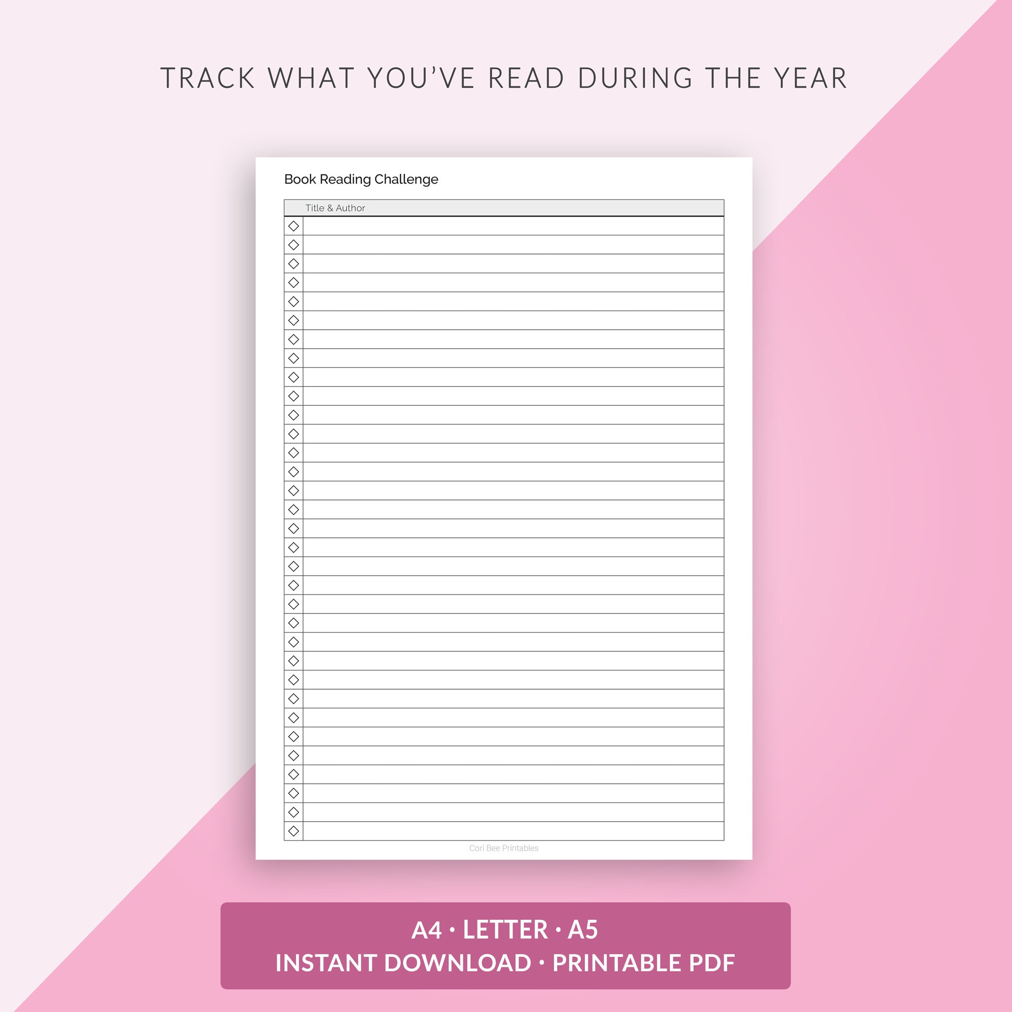 Book Reading Challenge Tracker, Reading Tracker, Reading Journal, Book ...