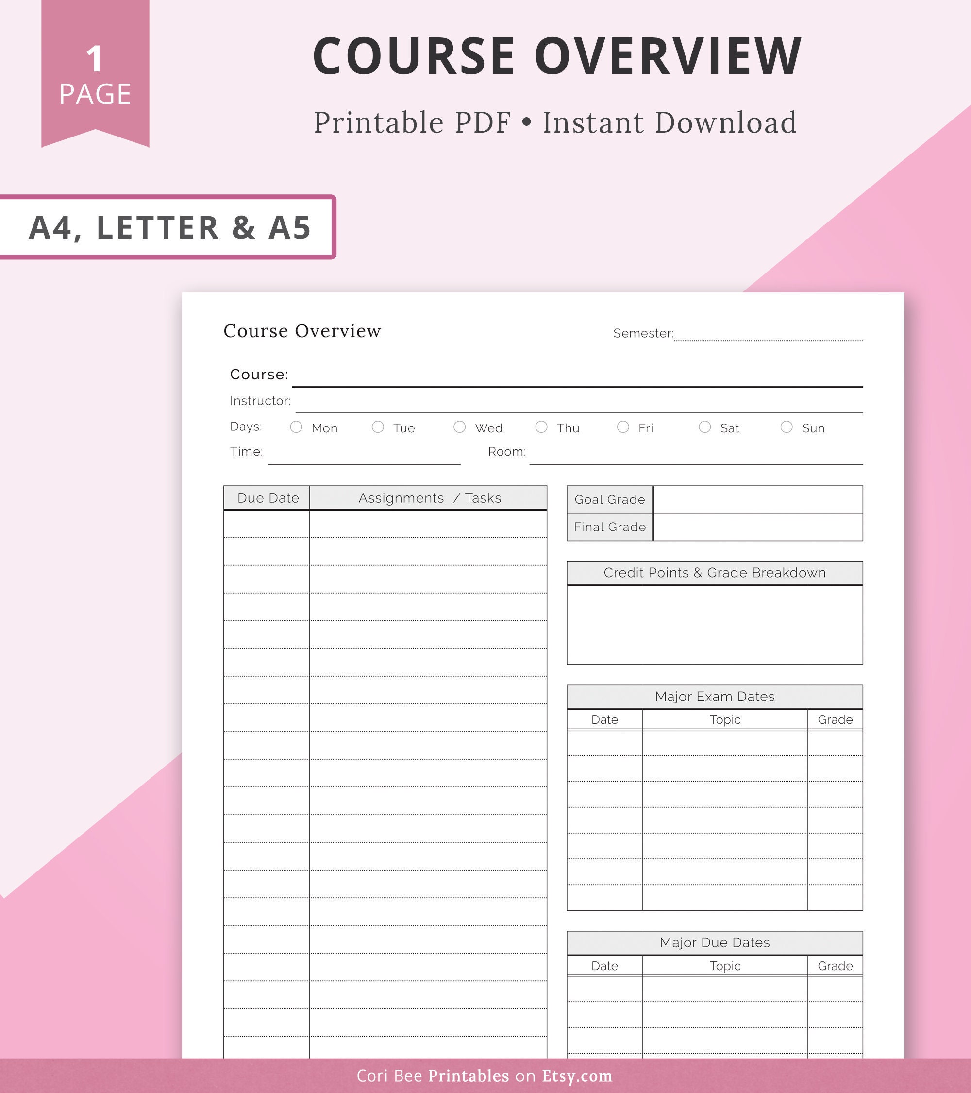 Course Overview, Course Planner, Course Tracker, Class Overview, Class ...