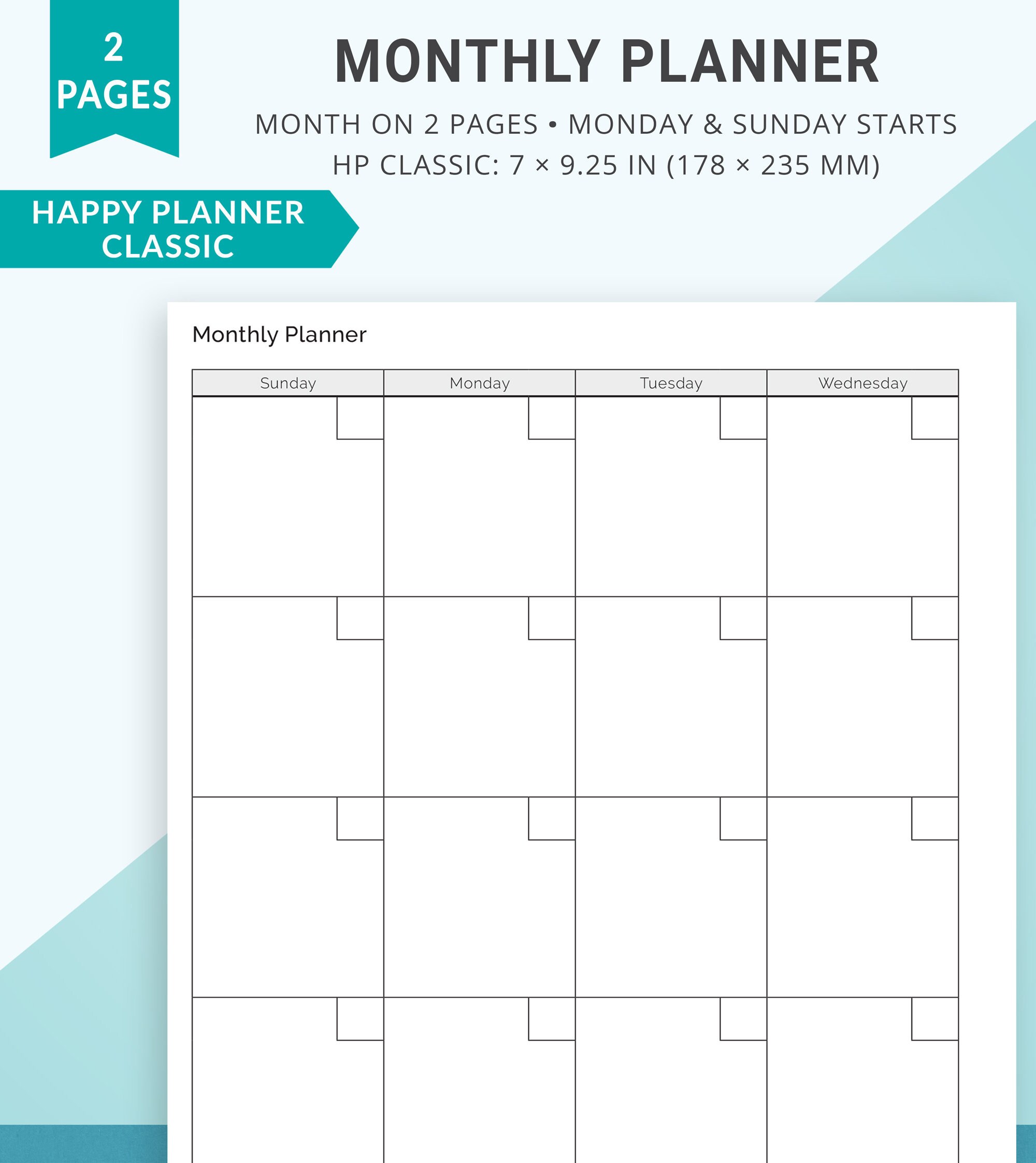 Happy Planner Printable Inserts, Classic Happy Planner Inserts, Monthly ...
