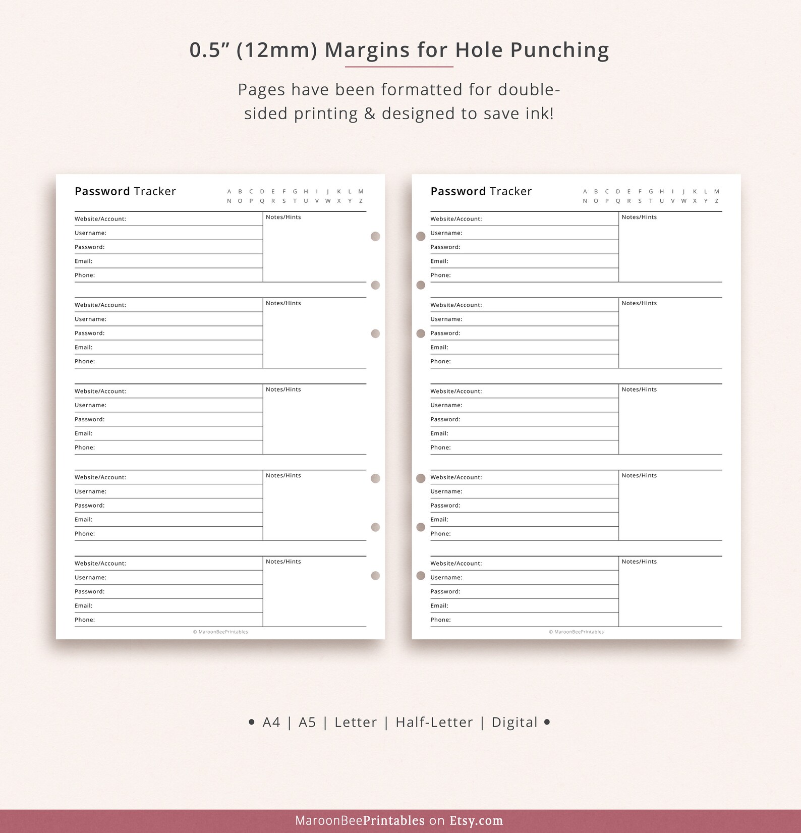Editable Password Tracker Online Account Tracker Password | Etsy