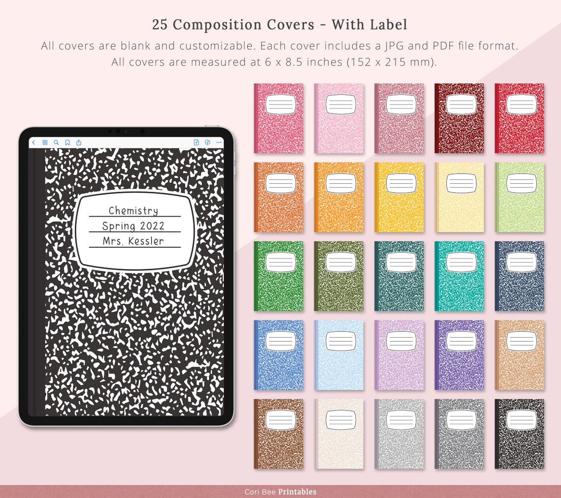 Composition Notebook Covers, Composition Book Covers, Digital ...