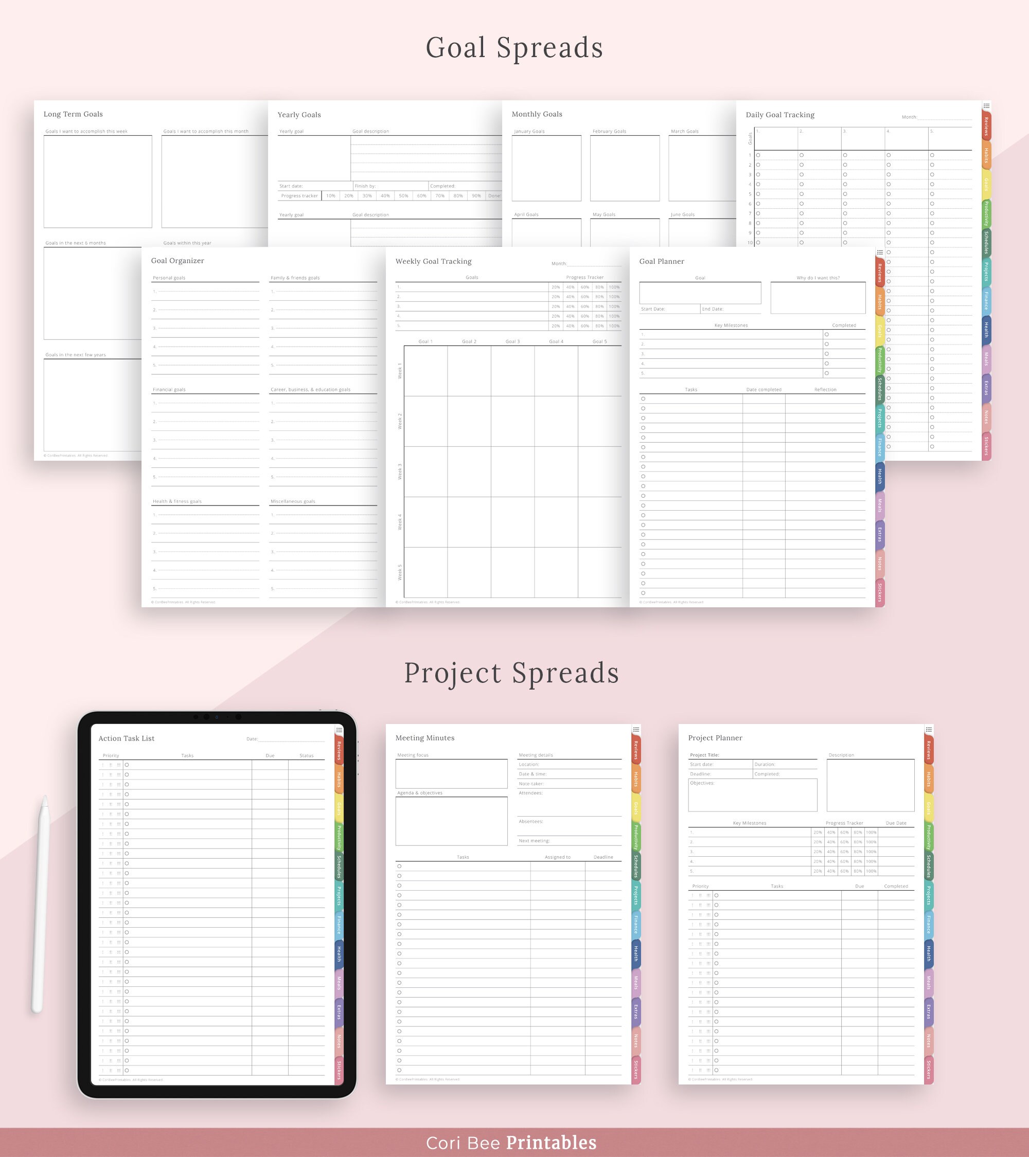 Undated Portrait Digital Planner Goodnotes Planner Digital | Etsy