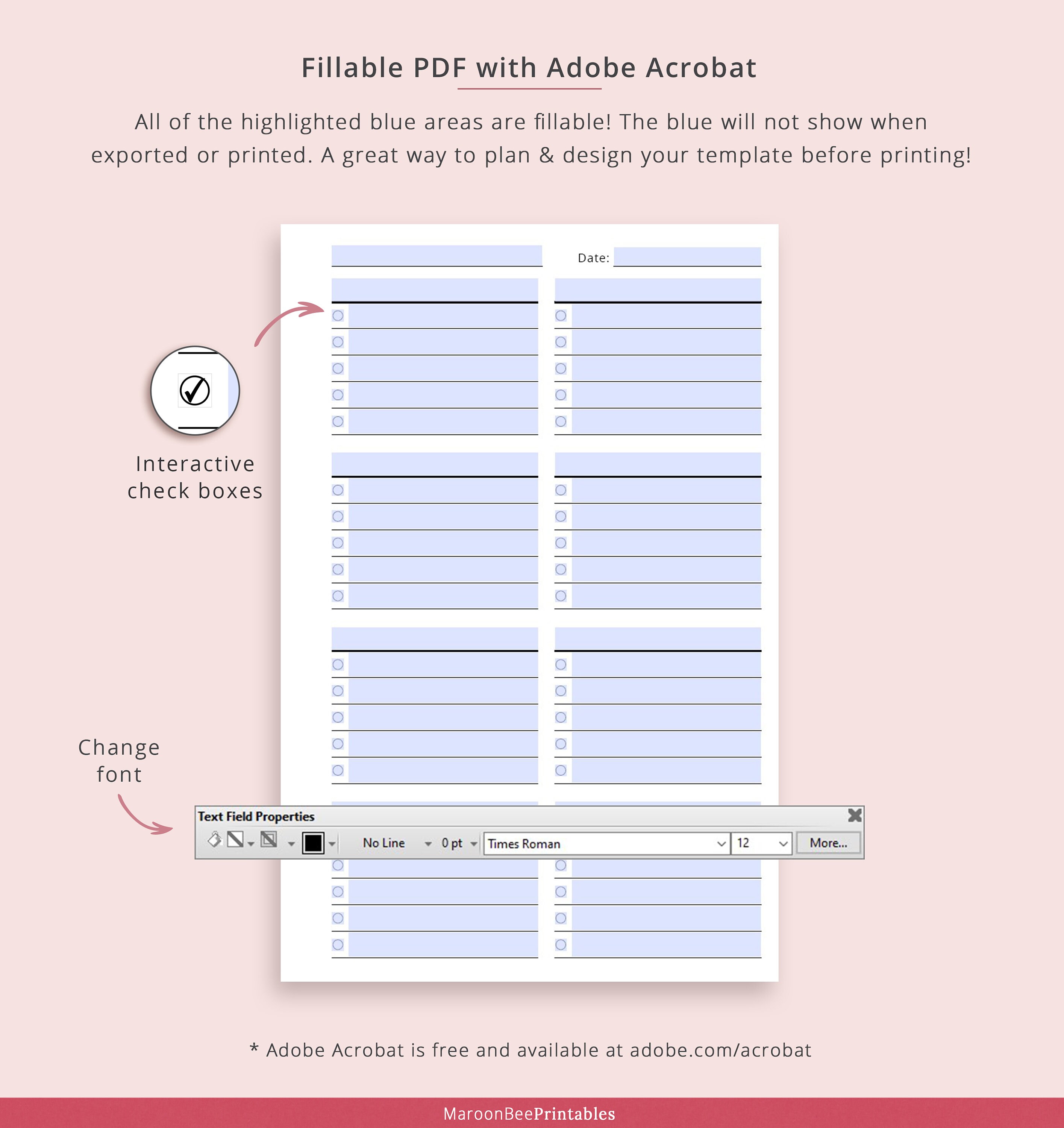 Editable to Do List, Fillable to Do List Template, Editable Mini HP ...
