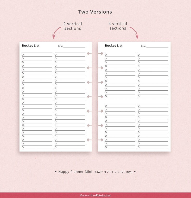 Editable Bucket List, Fillable to Do List Template, Editable Mini HP ...