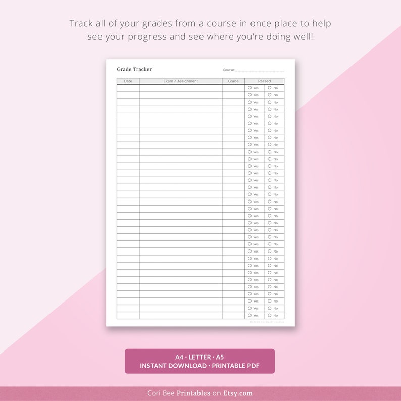 Grade Tracker, Exam Tracker, Student Planner, Assignment Tracker, Class ...