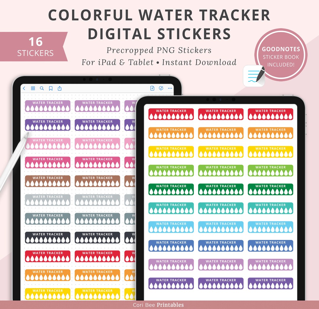 Water Tracker Stickers, Water Intake Tracker Stickers, Digital Water ...