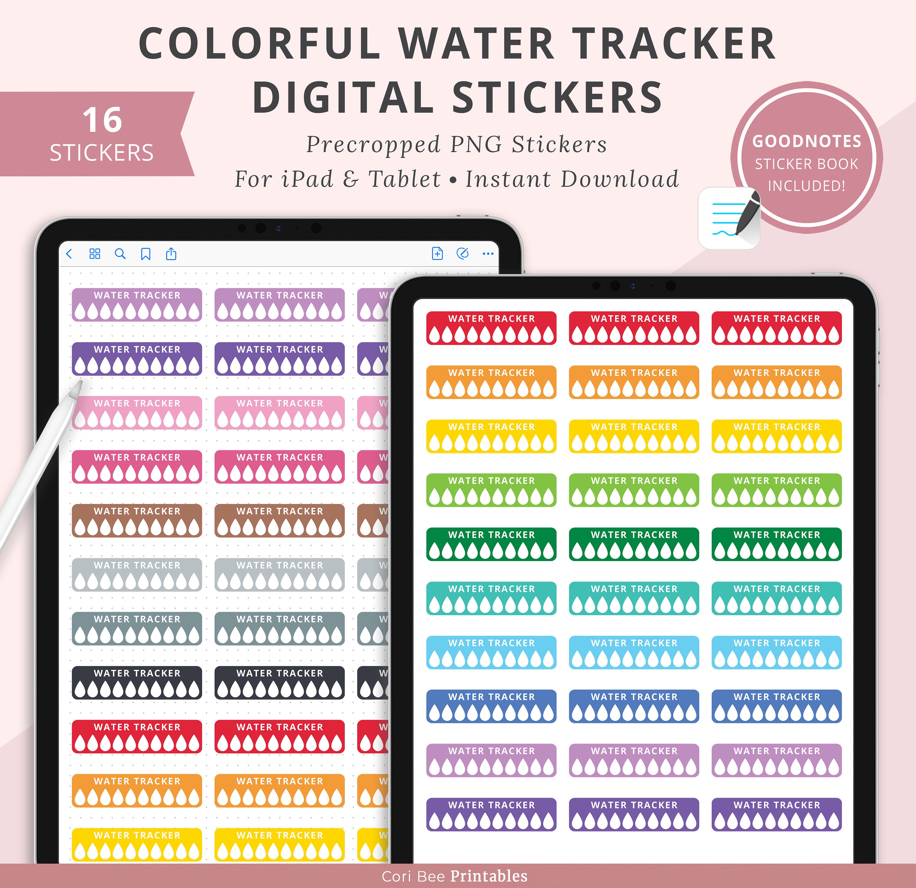 Water Tracker Stickers Water Intake Tracker Stickers Digital - Etsy