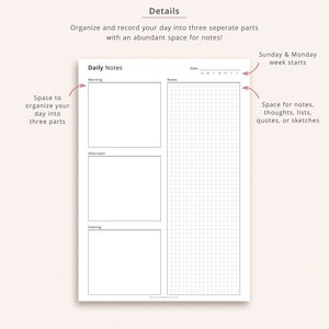 Editable Daily Notes Printable, Daily Planner, Undated Printable ...
