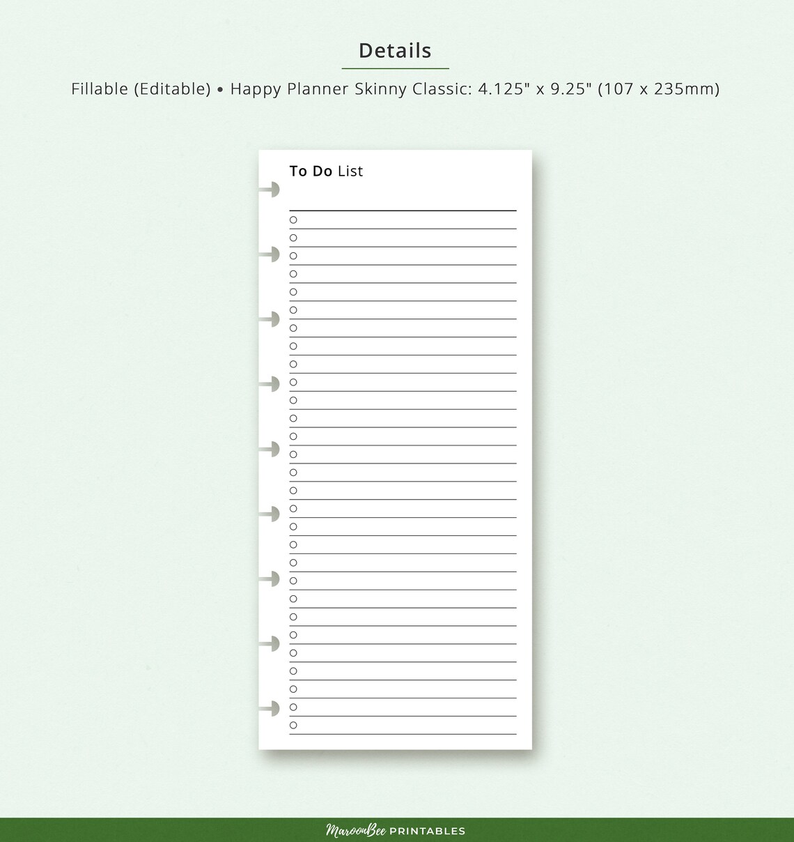 Editable to Do List Happy Planner Skinny Classic Insert - Etsy