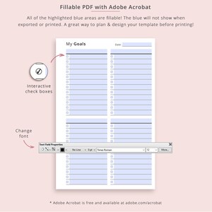 Editable My Goals List Tracker, Fillable Goals Tracker Template ...