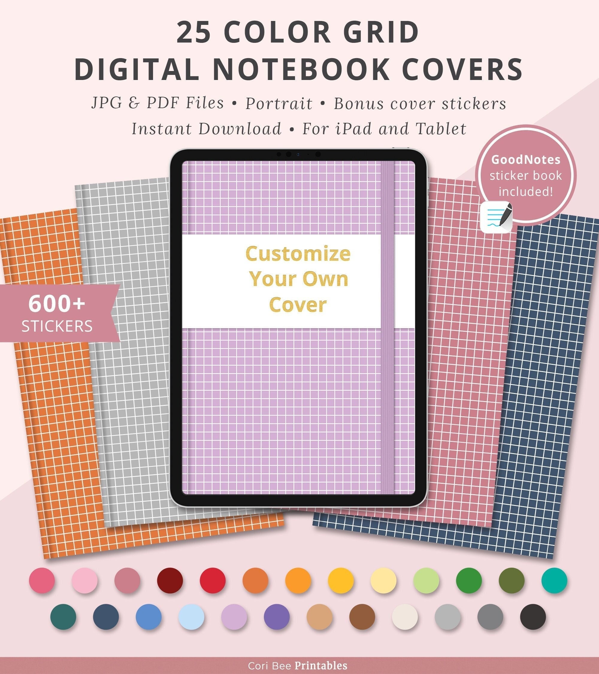 Color Grid Digital Covers Graph Covers Rainbow Grid Covers - Etsy