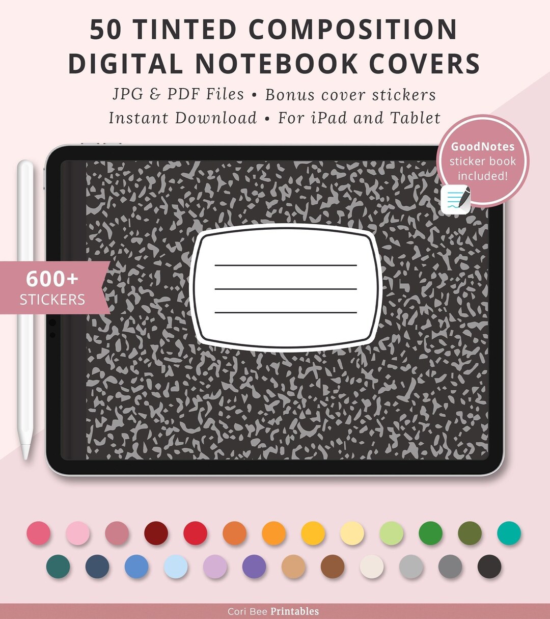 Tinted Composition Digital Notebook Covers, Composition Book Covers ...