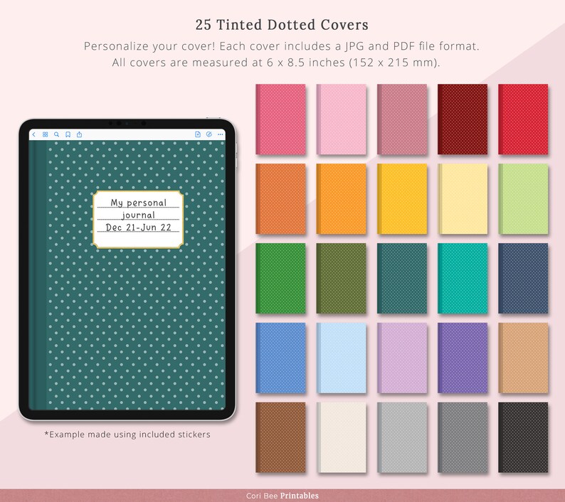 Tinted Dotted Digital Notebook Covers, Digital Planner Covers, Portrait ...