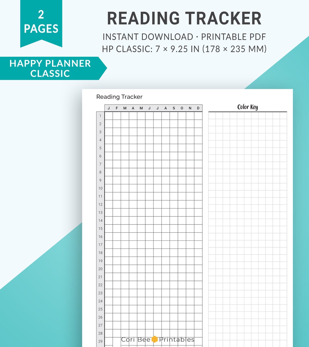 Happy Planner Printable Inserts, Classic Happy Planner Inserts, Reading ...
