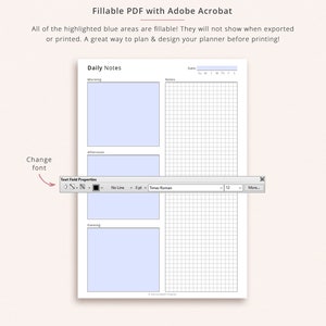 Editable Daily Notes Printable, Daily Planner, Undated Printable ...