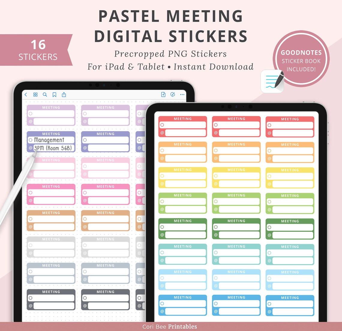 Meeting Digital Planner Stickers, Meeting Stickers, Schedule Stickers ...