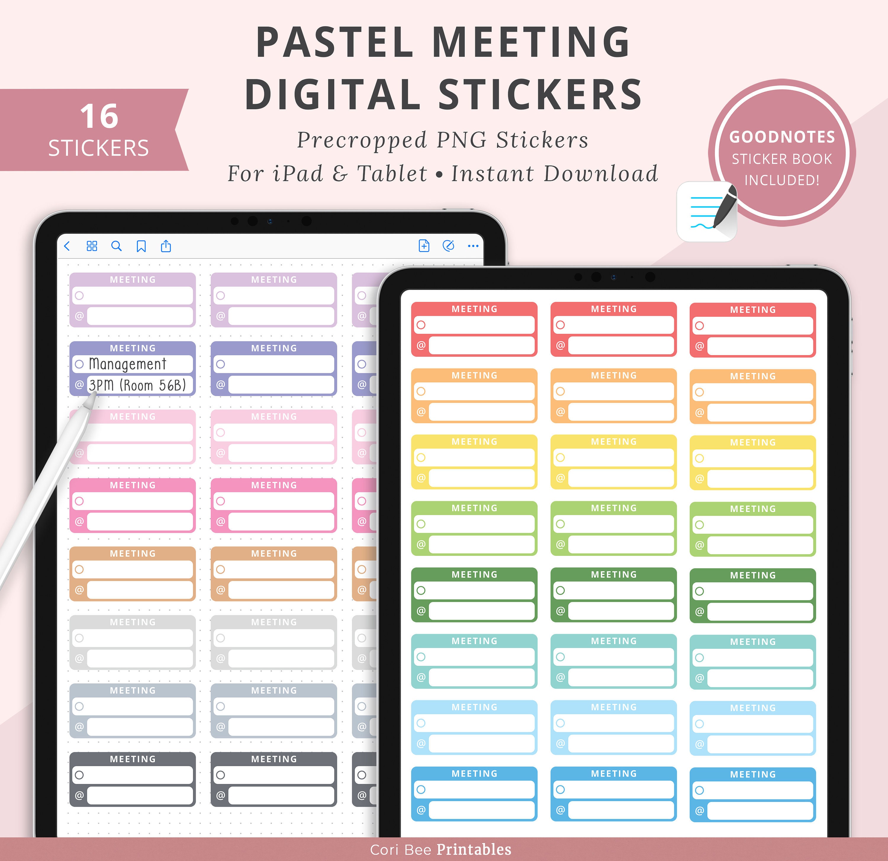 Meeting Digital Planner Stickers, Meeting Stickers, Schedule Stickers ...