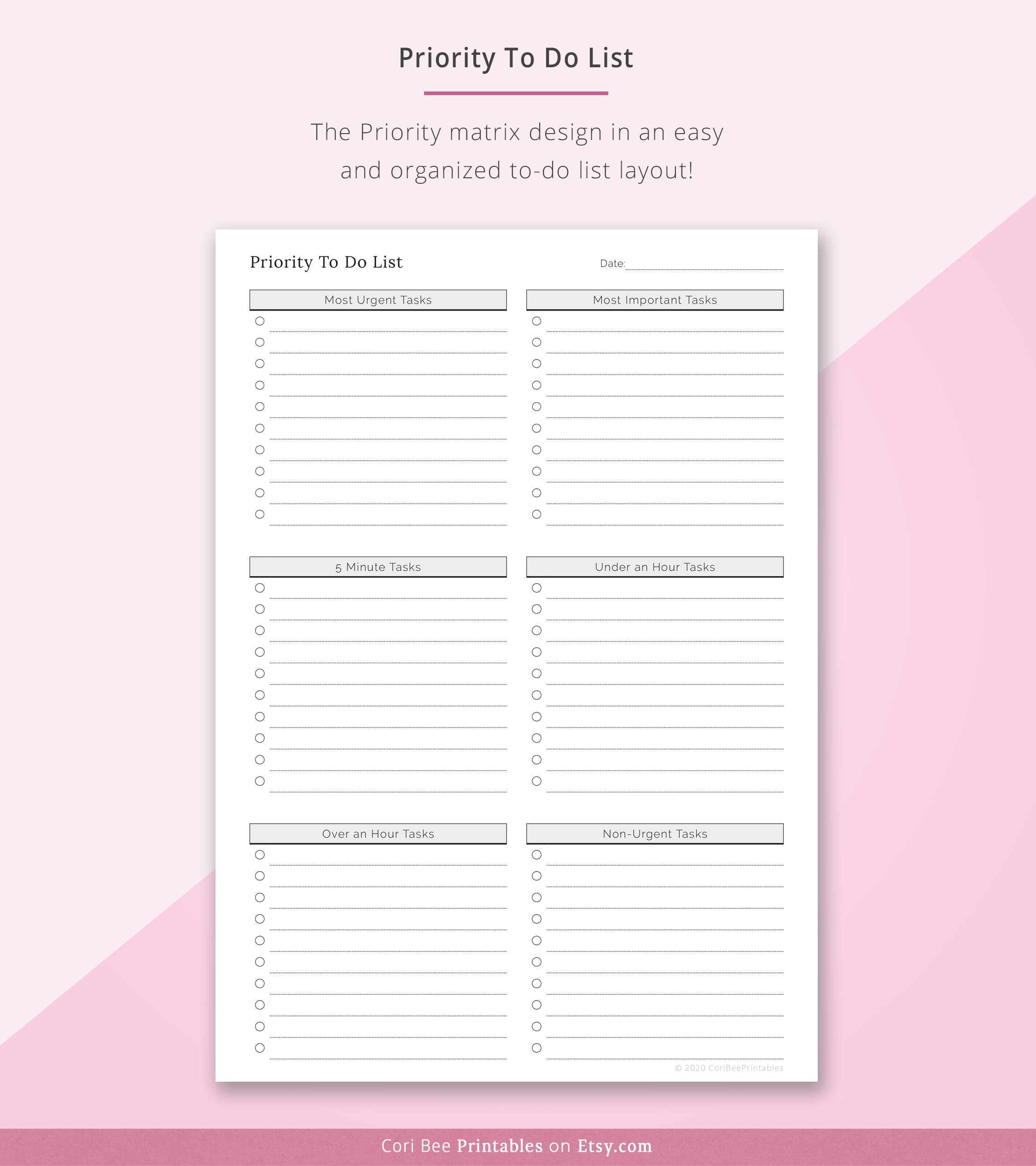 Priority to Do List, Priority Task List, Priority Matrix, Priority ...
