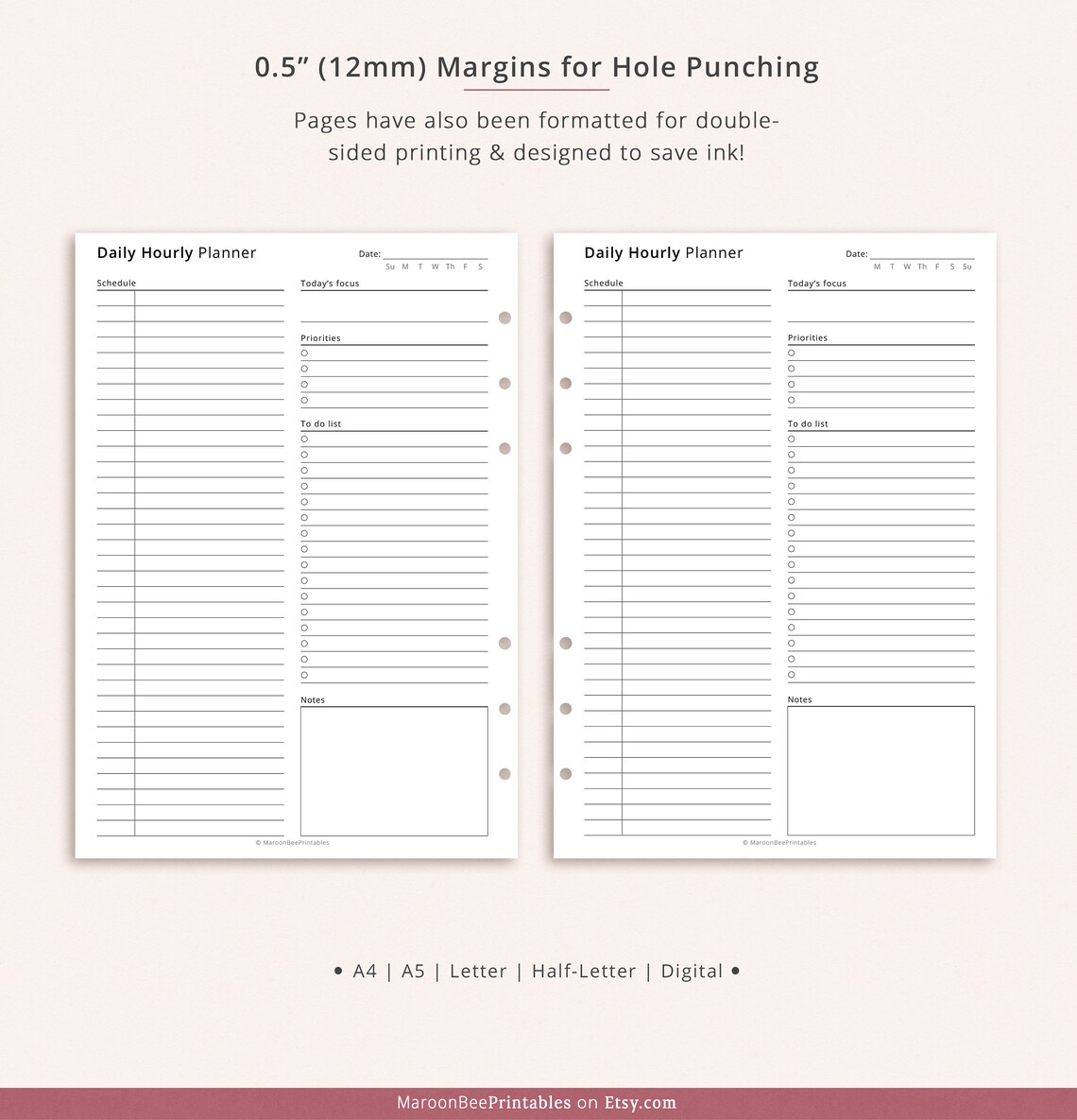 Editable Daily Hourly Planner Fillable Undated Daily Planner - Etsy