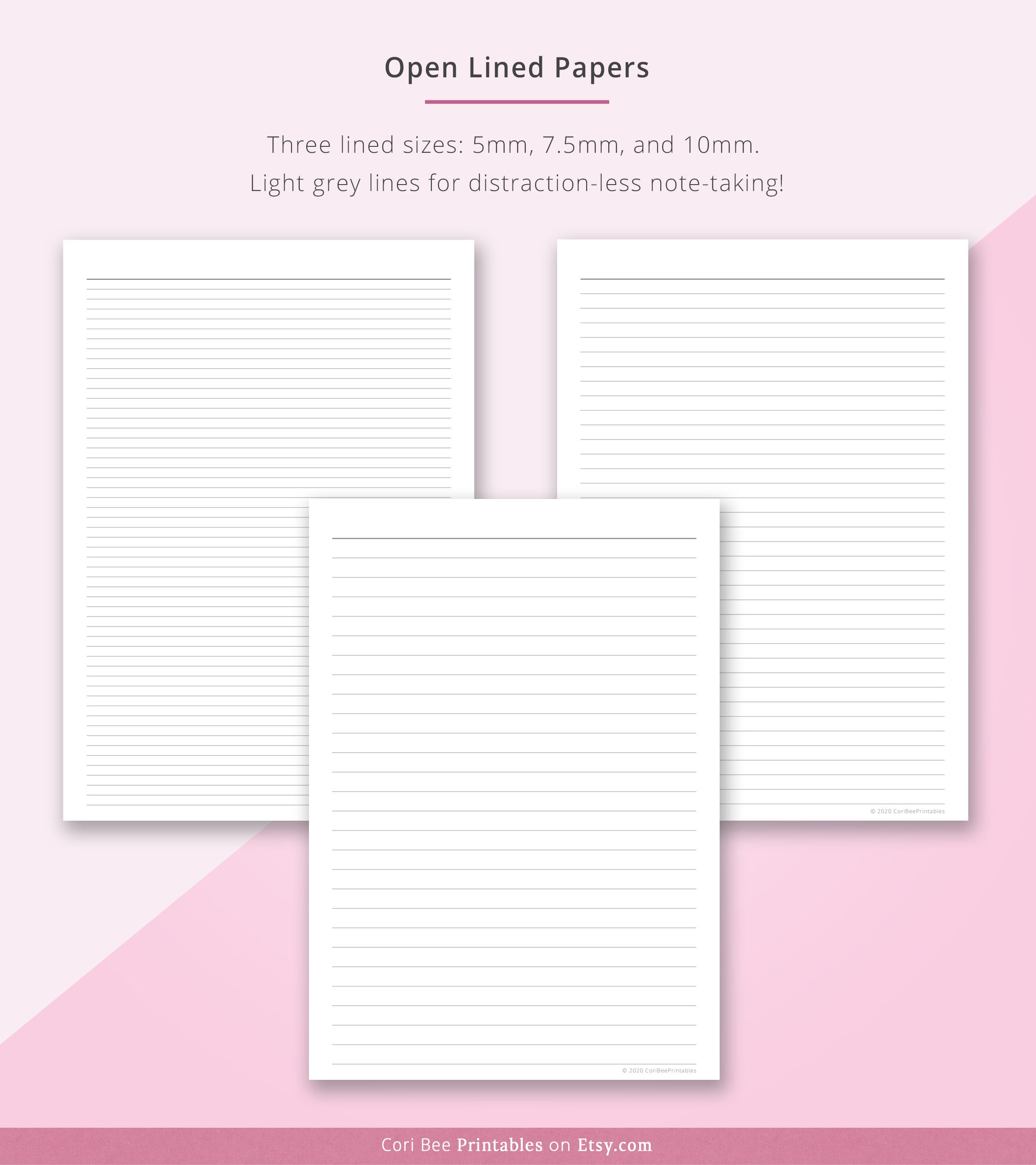 Lined Paper Lined Note Paper Lined Notebook Paper Printable - Etsy