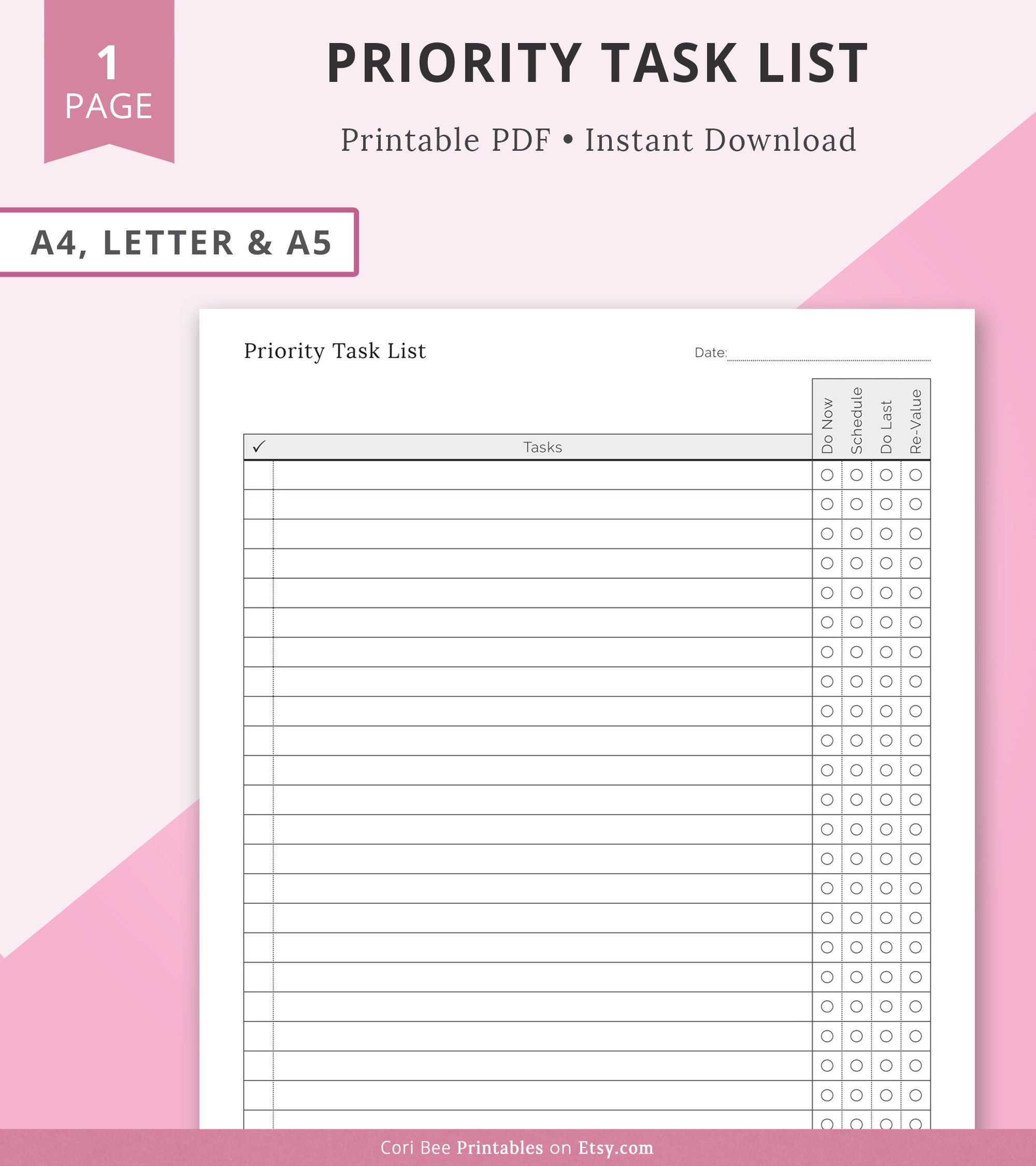 Priority Task List, Priority Matrix, Priority to Do List, Priority ...