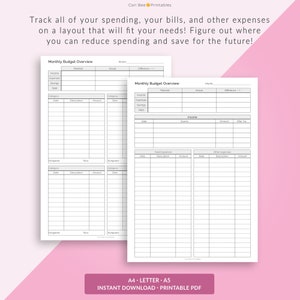 Monthly Budget Planner Pack, Financial Tracker, Finance Planner, Budget ...