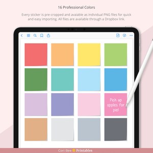 Digital Pastel Sticky Notes Stickers, 64 Planner Stickers Pack ...