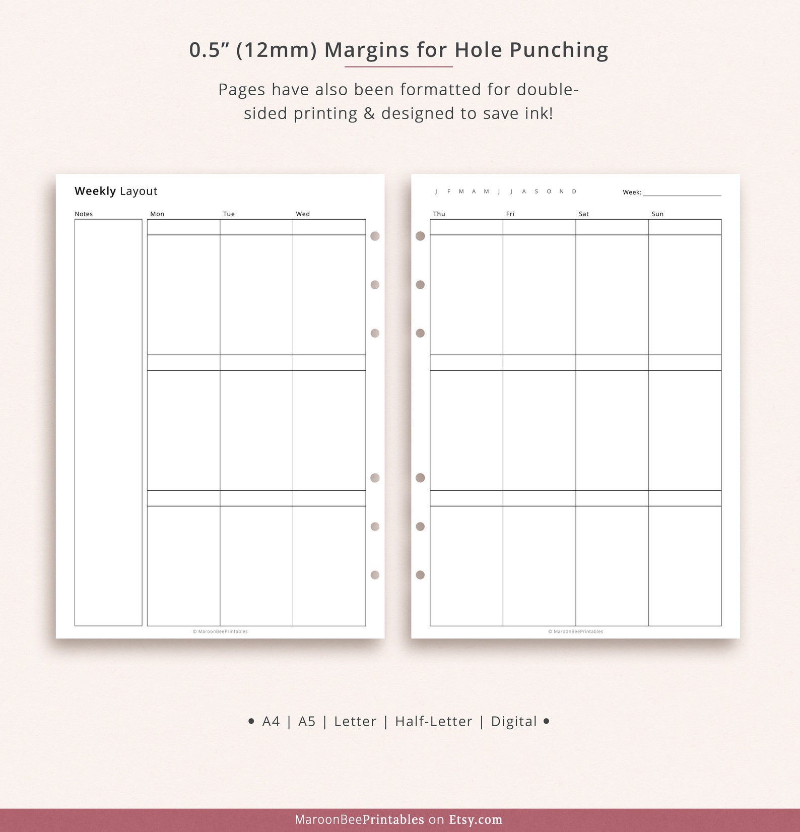Editable Weekly Layout Printable Planner, Weekly Categories Planner ...