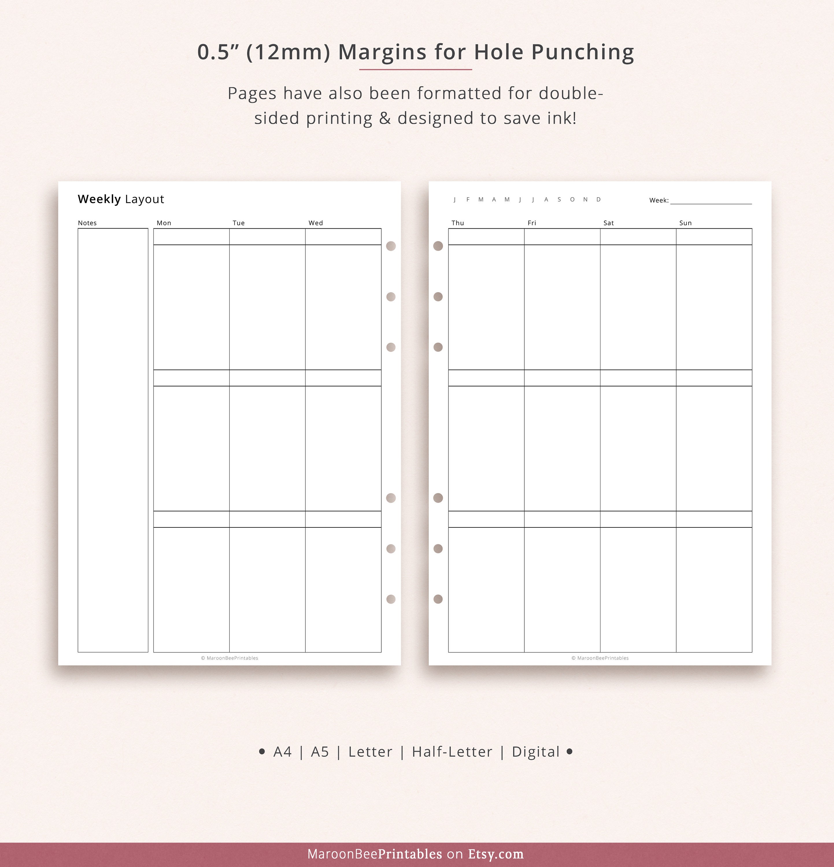 Editable Weekly Layout Printable Planner Weekly Categories - Etsy