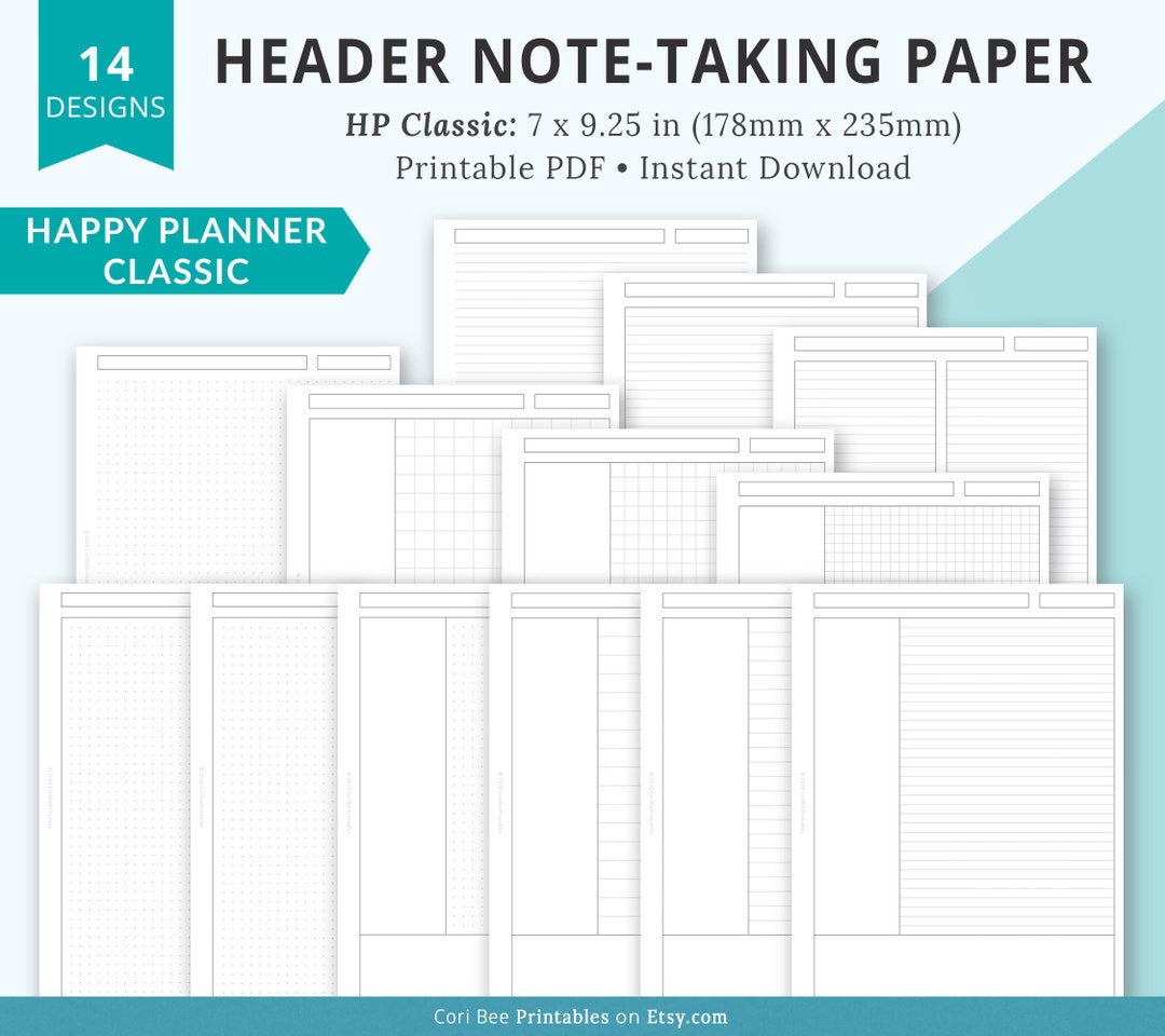Happy Planner Inserts, Classic Happy Planner Printable Inserts, Header ...