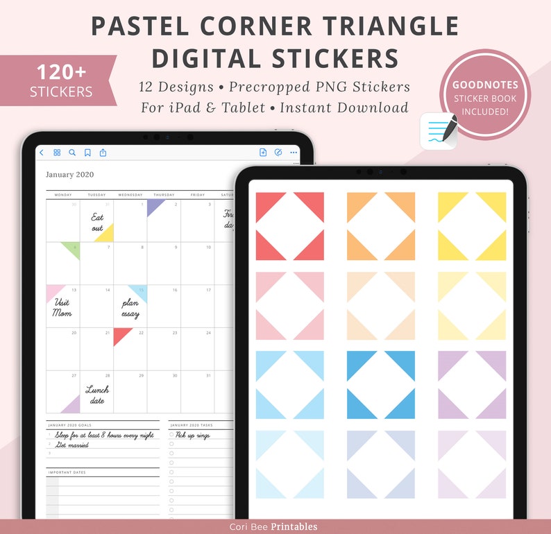 Goodnotes Digital Stickers, Corner Triangle Stickers, Triangle Digital ...