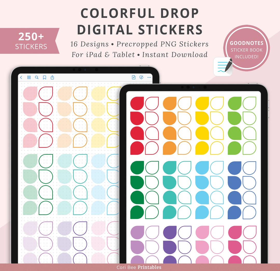 Goodnotes Digital Stickers, Planner Stickers, Drop Stickers, Teardrop ...