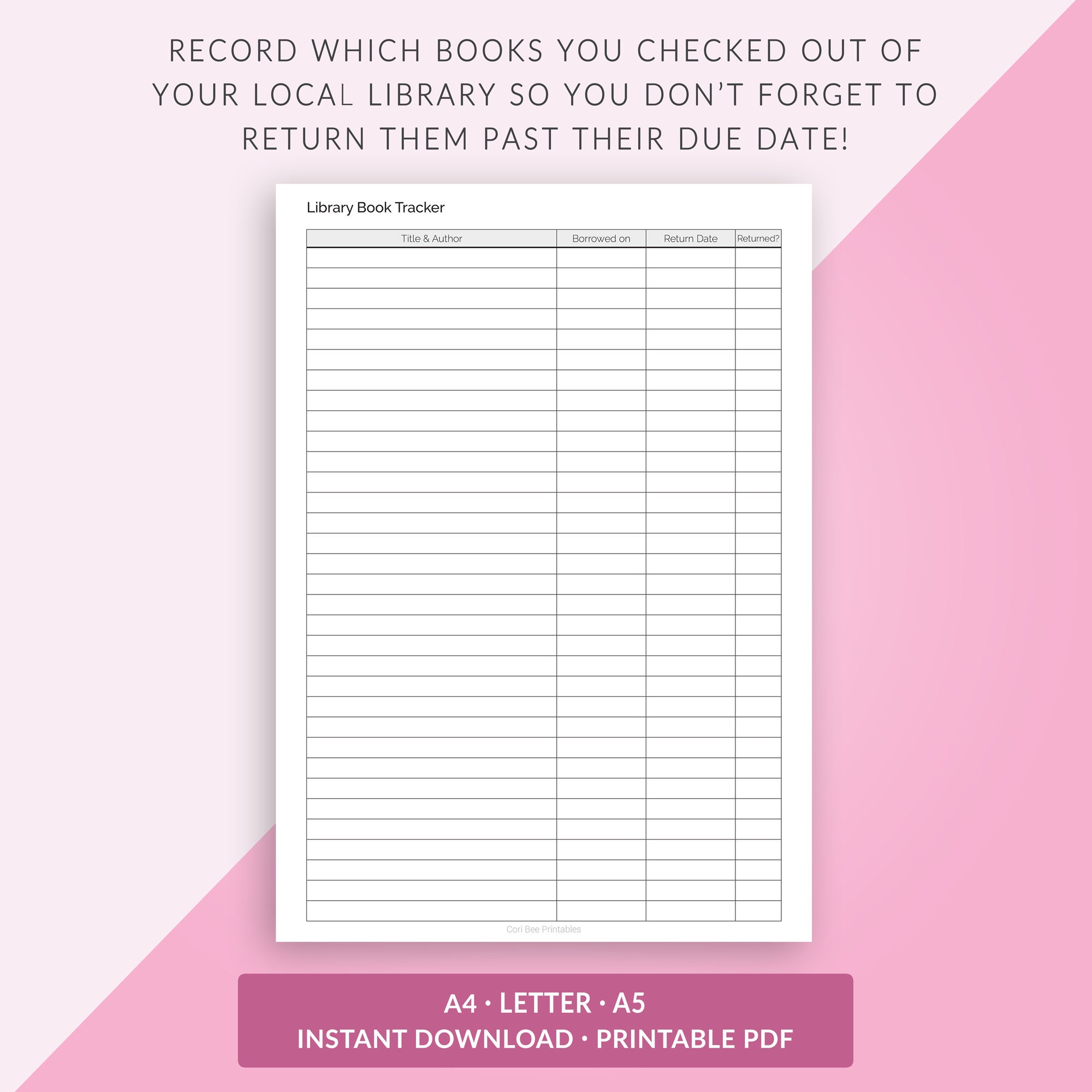 Library Book Tracker, Reading Journal, Book Journal, Reading Tracker ...