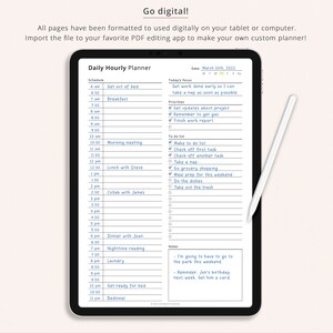 Editable Daily Hourly Planner, Fillable Undated Daily Planner, Daily ...