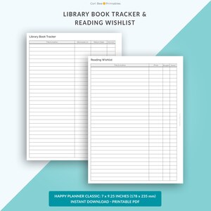 Happy Planner Printable Inserts, Classic Happy Planner, Reading Planner ...
