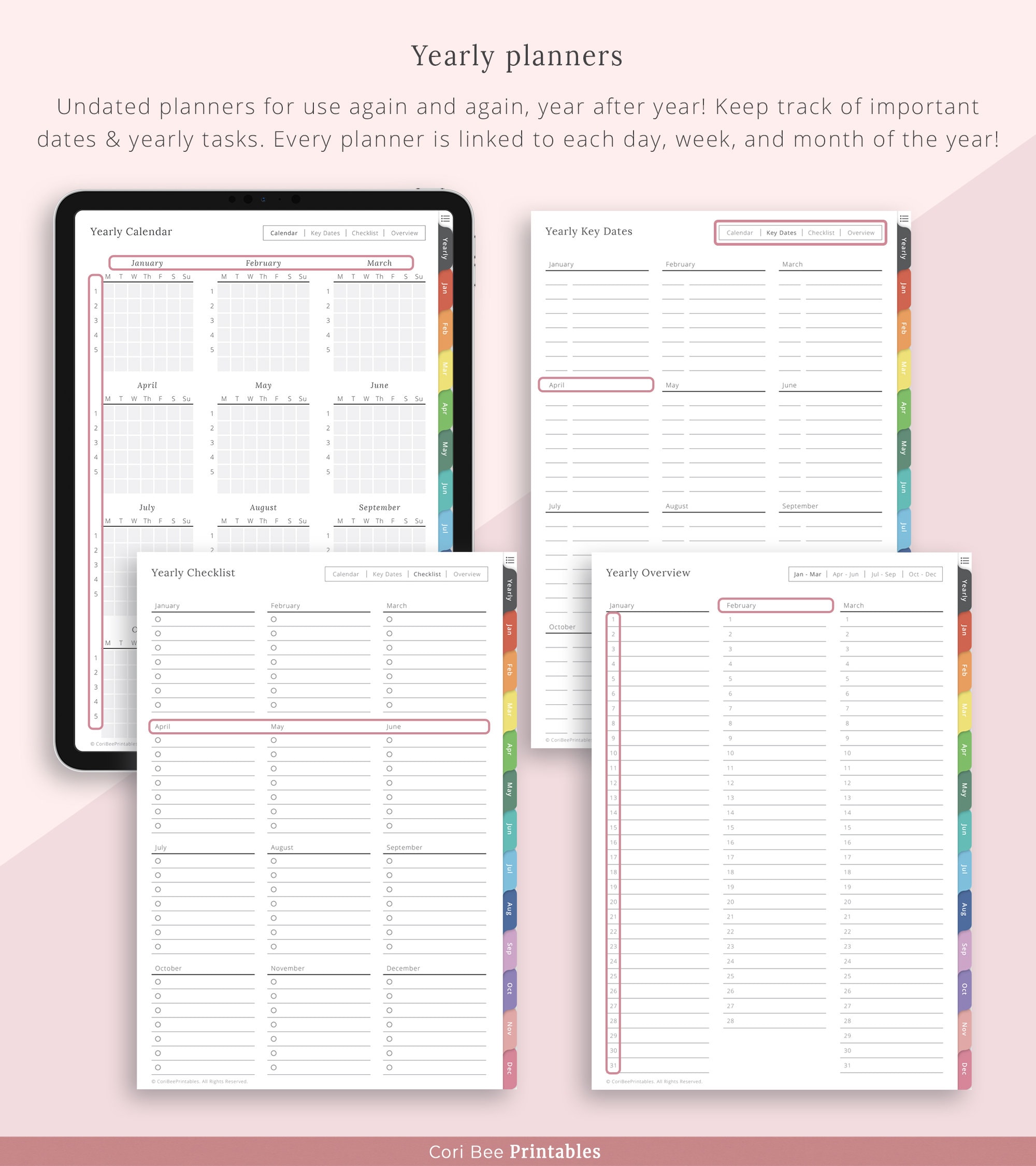 Undated Portrait Digital Planner GoodNotes Planner Digital | Etsy