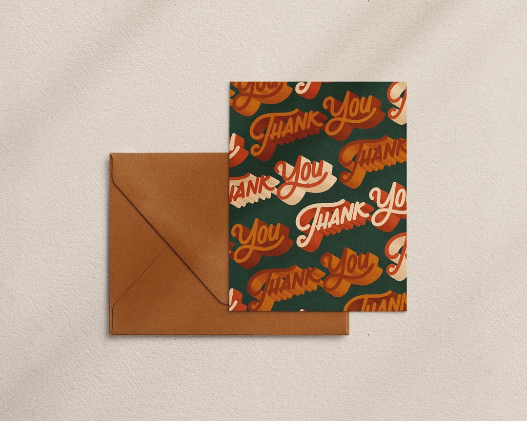 Hand Lettered Thank You Card - Any Occasion Thank You Pattern Card ...