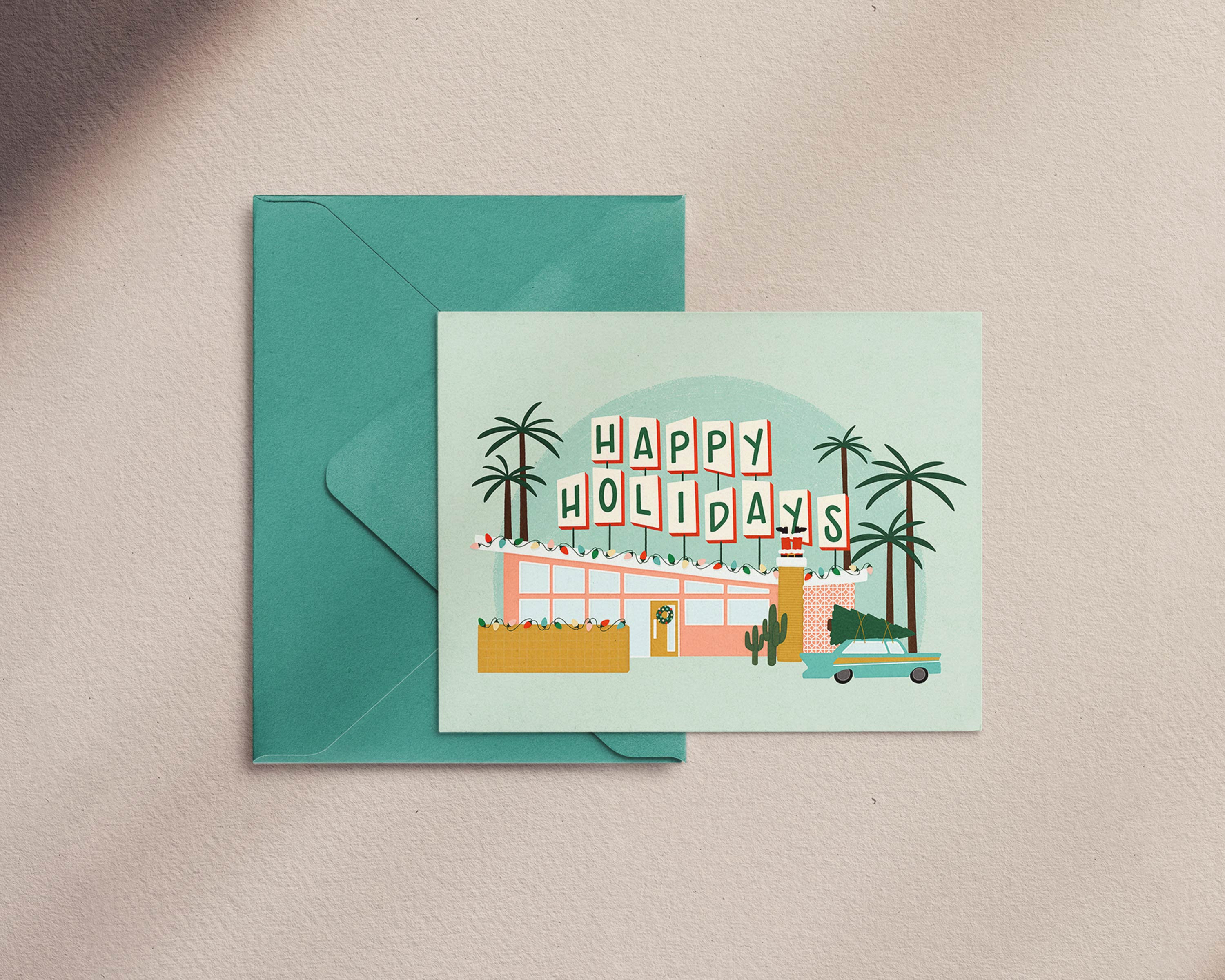 Happy Holidays Greeting Card / Holiday Greeting Card / Retro - Etsy