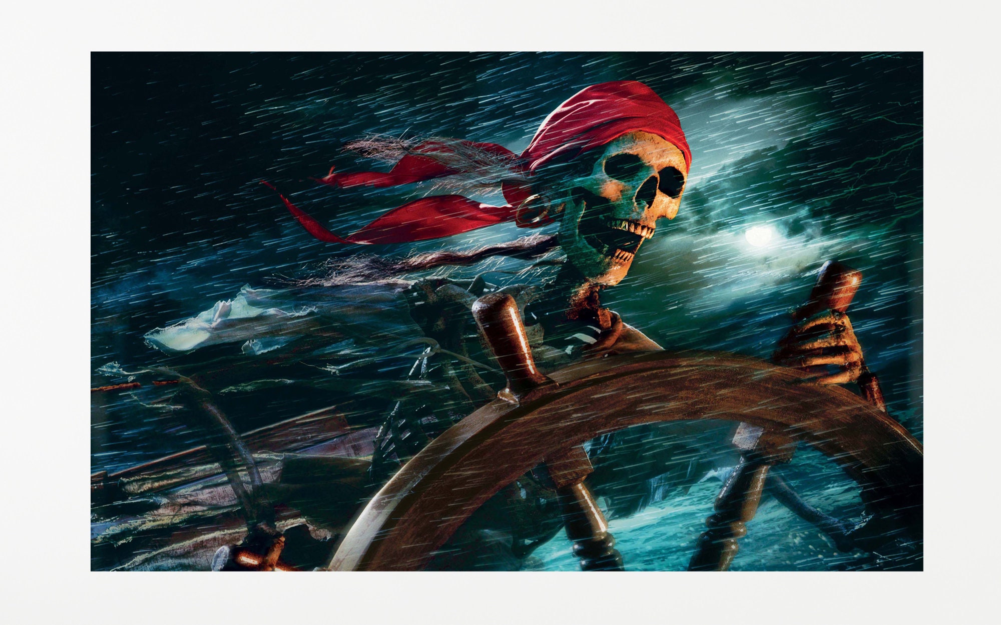 Pirate Skeleton Canvas Print Wall Art Pirate Horror Ship Sea | Etsy