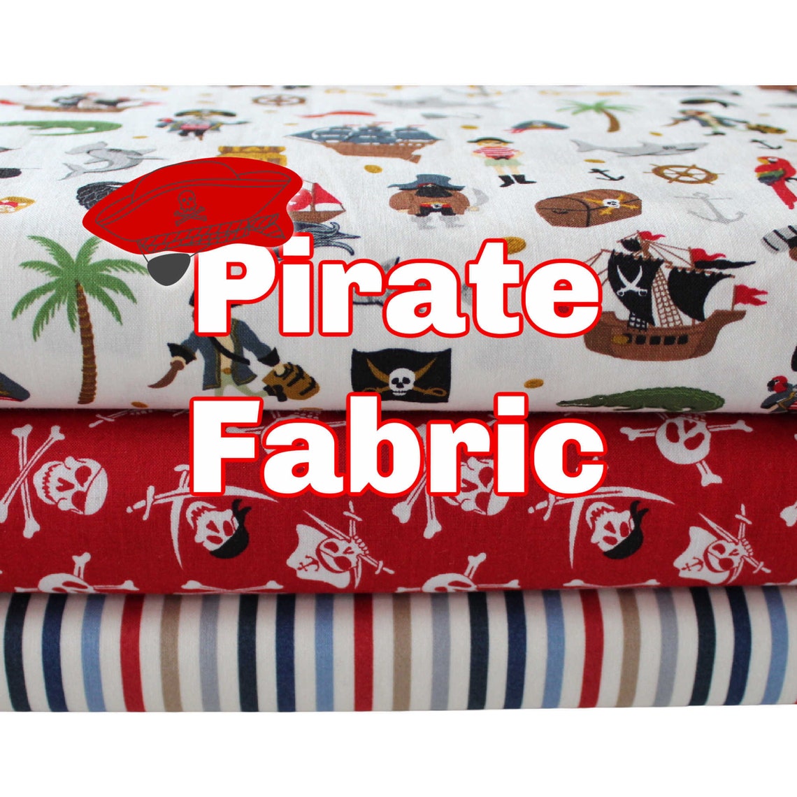 Pirate Themed Fabric Cotton Various Lengths: One Yard | Etsy