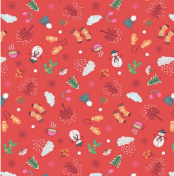 Christmas Holiday Snowman Small Tiny Print Cotton - Etsy
