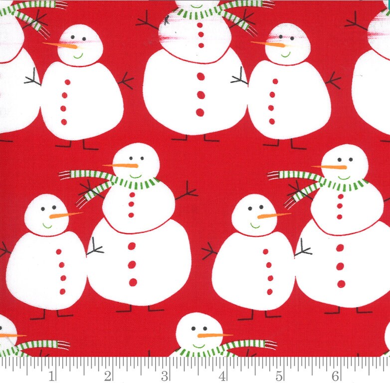 Moda Holiday Fabric Merry Bright Snowman Poinsetta Red - Etsy